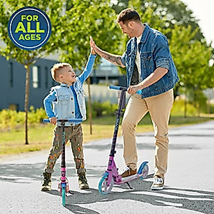 Jovial 2-Wheel Folding Kick Scooter - Compact Foldable Riding Scooter for Teens w/Adjustable Height, Alloy Anti-Slip Deck, 7” Wheels, Mud Guard Front Wheel, for Kids Boys/Girls 8+ Yrs Old (Miami)