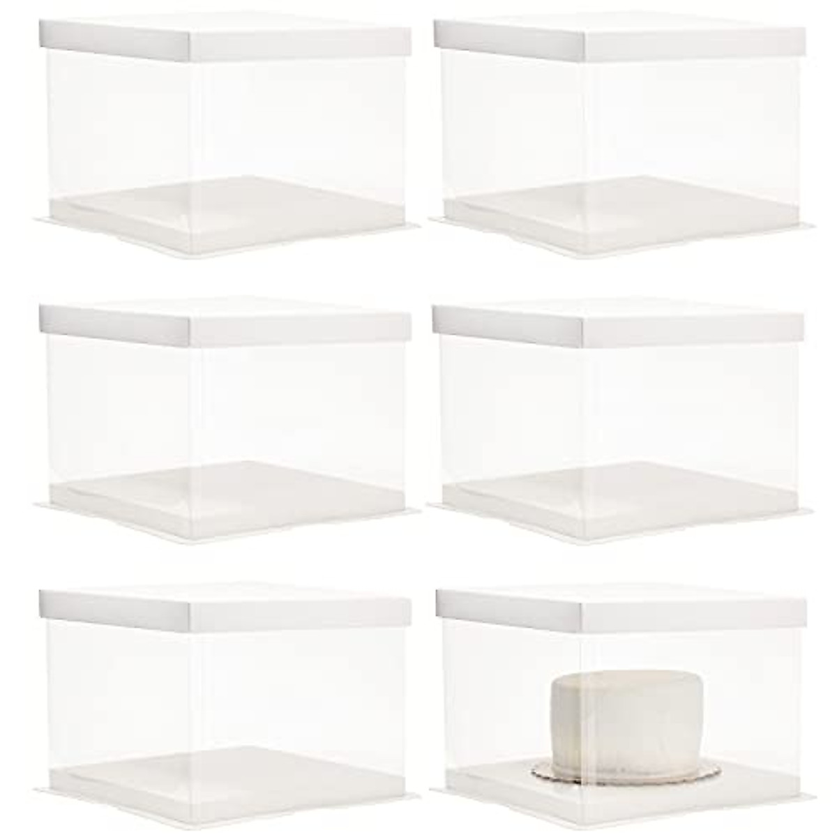 Juvale Clear Plastic Cake Box Carrier Packing with Lids for 6 Inch Cakes (6 Pack)