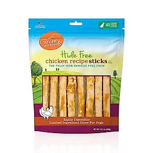 Canine Naturals Chicken Recipe Chew - Rawhide Free Dog Treats - Made From USA Raised Chicken - All-Natural and Easily Digestible - 40 Pack of 5 Inch Stick Chews