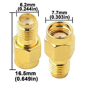Boobrie SMA RF Coaxial Coax Adapter SMA Female (No Pin) to RP-SMA Male (No Pin) Antennas Connector for WiFi Antenna,FPV Drone Security Camera,Signal Booster,LTE Router 2-Pack