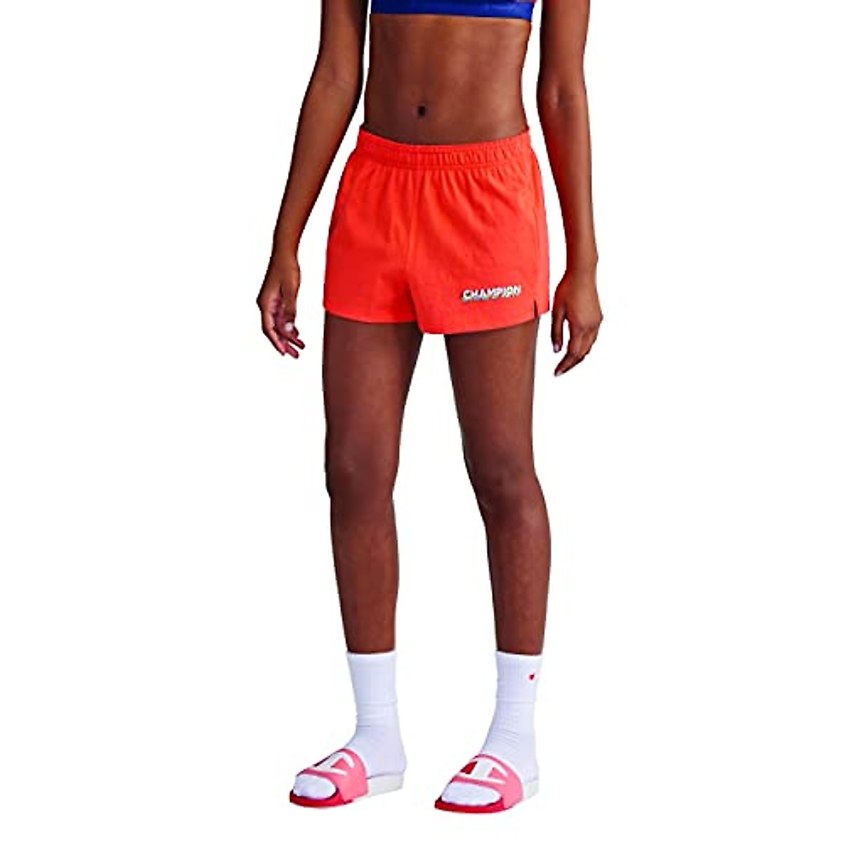 Champion Women's 3.5" Practice Short (Retired Colors), Poppy Orange Block Drop Shadow Script, XX-Large