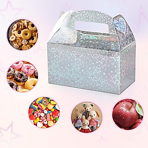 Naleyber Rainbow Party Favor Treat Boxes 16pcs Thickened Paper Gift Gable Box, Candy Snack Goodie Bag for Birthdays, Wedding, Holidays, Vivid Colored