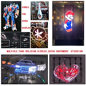 3D Hologram Fan, Hologram Fan 25.6" Holographic Fan Display App/Pc WiFi Real-Time Projection, Bluetooth Hologram Projector, Multiple Splicing, Suitable for Exhibitions, Shops, Bar