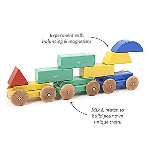 9 Piece Tegu Magnetic Shape Train Building Block Set, Rainbow