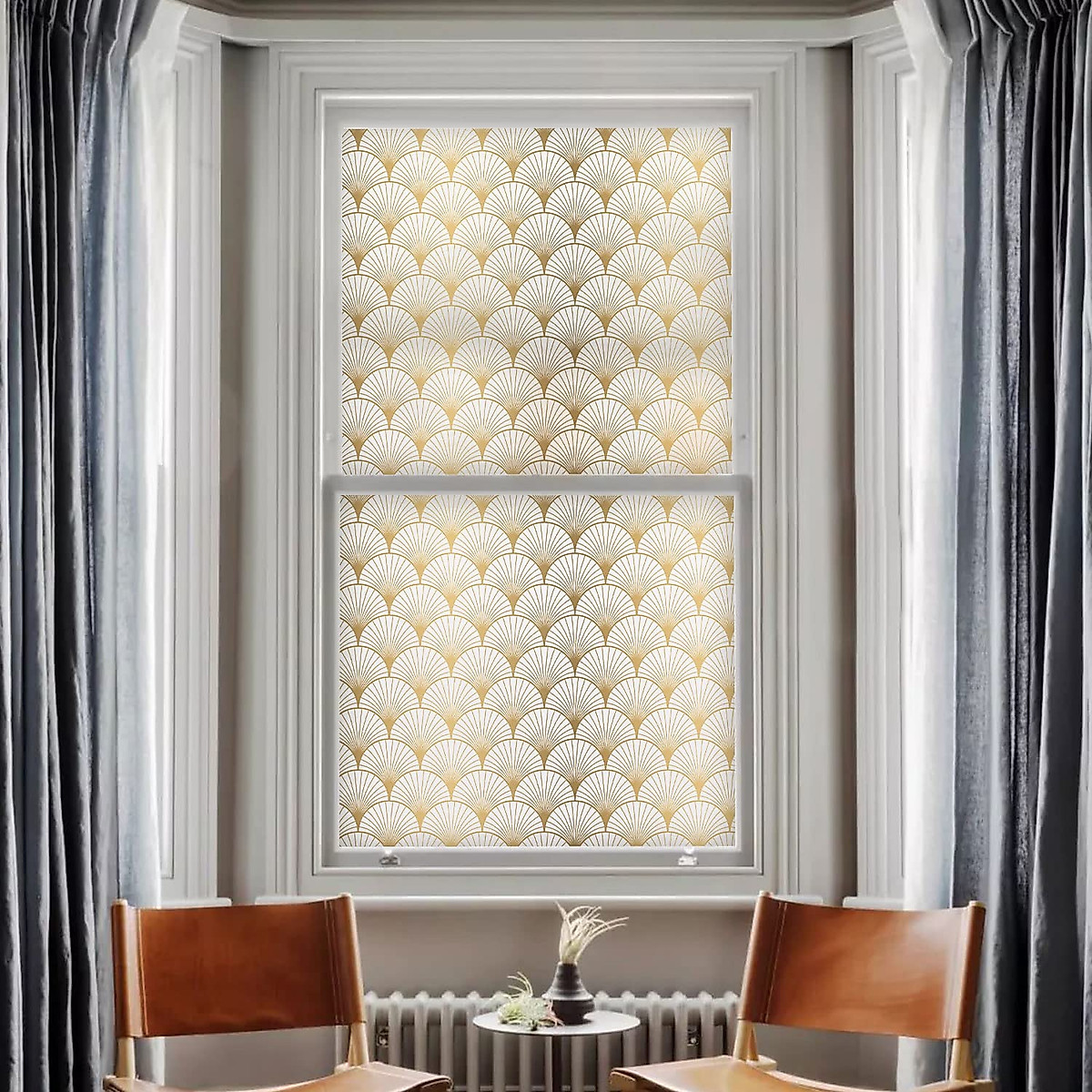 DKTIE Window Privacy Film Frosted Glass Static Clings Non Adhesive with Installation Tools, Modern Home Improvement Style (B117, 17.7'' x 78.7'')