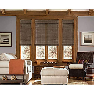 Cordless Woven Wood Roman Shades, 34W x 60H, Eastfield Teak, Sizes 20-72 Wide and 24-72 High