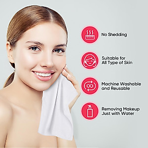 Orighty Microfiber Makeup Remover Cloths 12 Pack, Quick Drying Makeup Remover Cloth, Absorbent Face Towels for Face and Body, Soft Face Wash Cloth and Reusable Facial Cloths 10inch x 10inch (White)