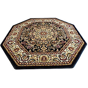 Bellagio Traditional Octagon Area Rug Black 401 (4 Feet X 4 Feet) Octagon