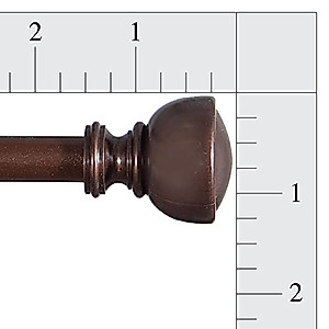 Interior Living 28-48 in. Petite Café Adjustable Knob End Curtain Rod, 1/2 in. Diameter, Brown