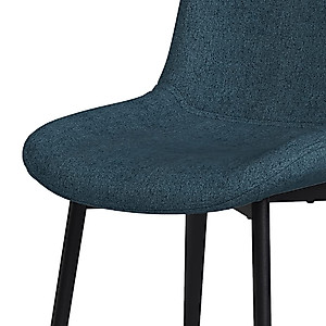 SIMPLIHOME Rosemead Mid Century Modern Dining Chair (Set of 2) in Blue Linen Look Fabric, For the Dining Room