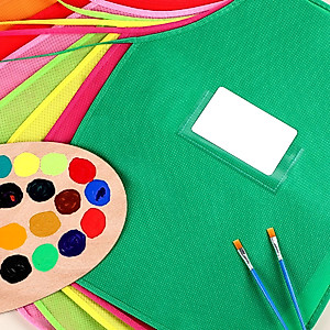 Shihanee 12 Pcs Kids Apron with Pockets Paint Apron Artists Apron Kids Art Smock for Kindergarten Classroom Cooking Activity(3-5 Y)