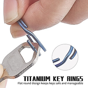 FEGVE Titanium Key Rings Split Rings 4 Packs, Key Rings for Keychains, Keychain Ring for Home Car Keys Organization (Blue - 20mm / 0.79inch)