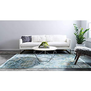 Unique Loom Baracoa Collection Area Rug - Coppelia (8' 4" x 10' Rectangle, Light Blue/ Blue)