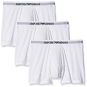 Emporio Armani Men's Cotton Boxer Briefs, White, Medium