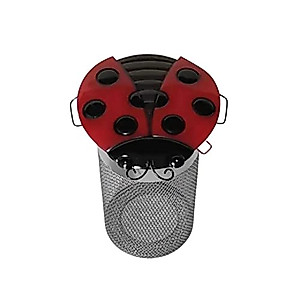 Eden's Circles Ladybug In-Ground Worm Composter (Galvanized Metal, Black/Red)