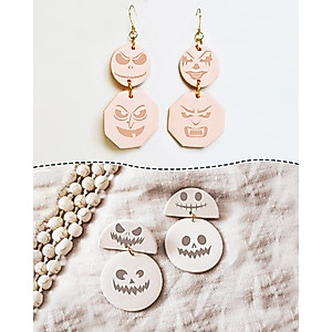 Puocaon Halloween Clay Silk Screen - 8 Pcs Reusable Silk Screen Stencils for Polymer Clay Jewelry Making, Individual Pattern Design for Halloween Theme on 8 Silk Screen Stencils, Polymer Clay Tools