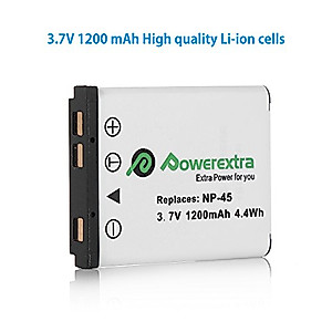 Powerextra 2 x NP-45A NP-45B NP-45S Battery and Charger Compatible with Fujifilm INSTAX Mini 90 Fujifilm FinePix XP140 XP130 XP120 XP90 XP80 XP70 XP60 XP50 XP30 XP20 T560 T550 T510 T500 T400 T360