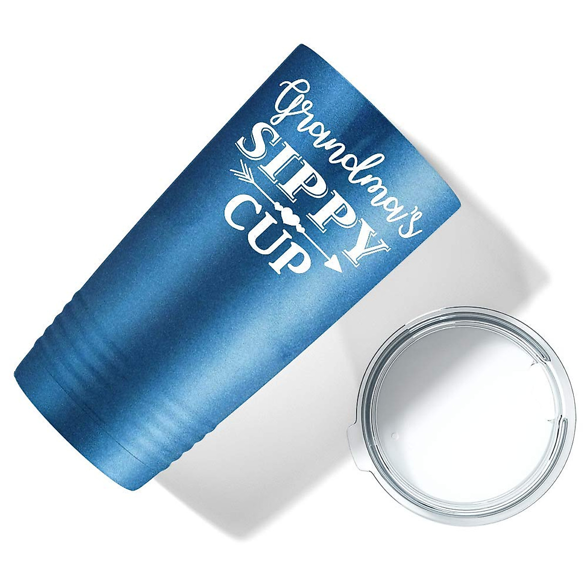 Grandmas Sippy Cup Gift for Women Birthday Blue Glitter 20 oz Stainless Steel Tumbler with Lid Insulated Cup