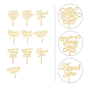 10Pcs Thank You Cake Toppers Thanksgiving Cupcake Topper Food Sticks Dessert Cake Decorations for Wedding Party Supplies (mix style)