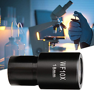 Eyepiece, WF10X/18mm Lenses Biological Microscope Wide-Angle Eyepiece Optical Lenses with Scale for Biological Microscopes