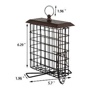 iBorn Suet Feeder Suet Bird Feeders for Outside Hanging,Squirrel Proof Suet Cakes Bird Feeder for Wild Birds,Metal Brown(Pack of 1)