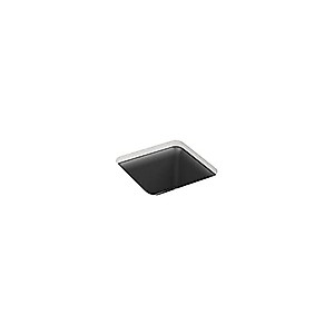 KOHLER K-8223-CM7 Cairn 15-1/2" Undermount Single-Bowl Bar Sink, Neoroc Composite Bar Kitchen Sink with Sink Rack, Matte Graphite