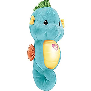 Fisher-Price Musical Baby Toy, Soothe & Glow Seahorse, Plush Sound Machine with Lights & Volume Control for Newborns, Blue