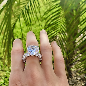 Heart shaped 5K Cubic Zirconia Engagement Handmade Ring. Luxury Quality Fashion Diamond-like Solitaire Ring. Amulet Talisman Good Luck ring