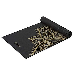 Gaiam Yoga Mat Premium Print Extra Thick Non Slip Exercise & Fitness Mat for All Types of Yoga, Pilates & Floor Workouts, Metallic Bronze Medallion, 6mm, 68"L x 24"W x 6mm Thick