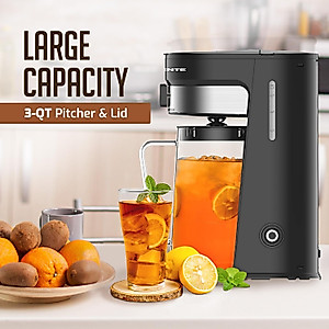 OVENTE 3-Quart Iced Tea and Coffee Maker with Strength Selector & Infuser Chamber - Perfect for Iced Coffee, Latte, Tea, Lemonade, Flavored Water, Black CMT215B