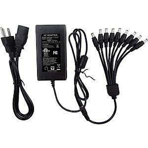 TIGERSECU Security Camera Power Adapter with 9-Way Power Splitter, 12V 5A 100V-240V 2.1x5.5mm Power Supply, Compatible with Lorex, Samsung, Q-See, Night Owl, Swann, Annke IP and BNC Cameras