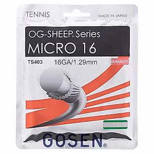 GOSEN OG-Sheep Micro, 16 White 40' All-Round Performance, Synthetic Tennis String