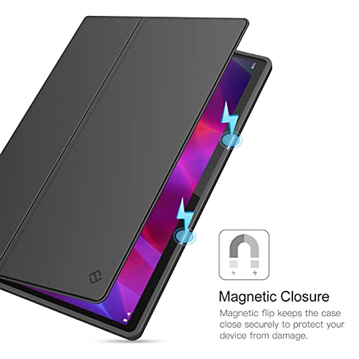 Fintie Hybrid Folio Case for Lenovo Yoga Tab 13 2021, Shockproof Cover with Clear Transparent Back Shell for Lenovo Yoga Tab 13" Tablet (YT-K606F), Black