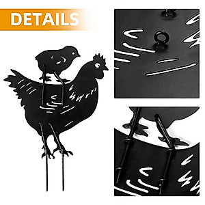 TT & MM Metal Chicken Yard Decor 3 Pcs Rooster Garden Stakes,Chicken Gifts for Women/Men,Hen/Chicks Silhouette Statues for Yard Art,Backyard,Patio,Lawn Ornaments,Outdoor Decor