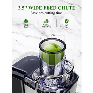 1200W 6-Speed Touch LCD Screen Centrifugal Juicer with 3.5" Big Wide Chute, Healnitor Juice Extractor Machines Vegetable and Fruit, Titanium Enhanced Filter, Easy Clean, BPA-Free, Silver