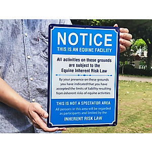 TQYC Equine Liability, Statute Horse Barn Stable Farm Sign, 2-Pack 10 x 14 inch Rust Free Aluminum Sign, UV Protected and Weatherproof, Durable Ink, Easy to Install, Indoor/Outdoors Use