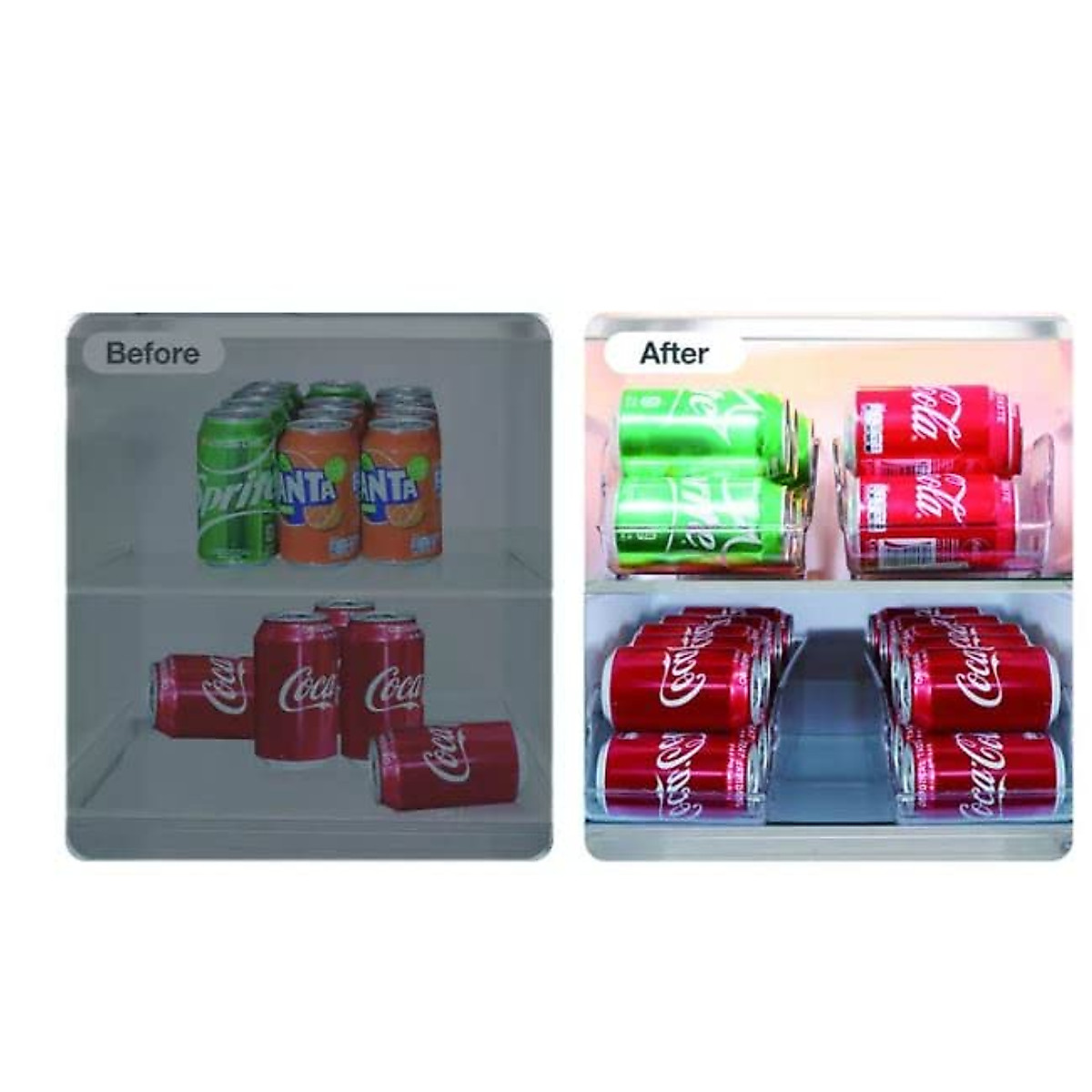 Clear Soda Can Organizer for Fridge, Kitchen, Pantry, Cabinets, Countertop Beverage Holder Set of 1