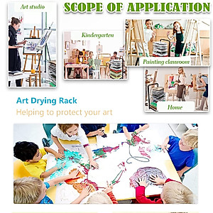 JIAHESHYP Tabletop Art Drying Rack Art Organizer for Kids, Sturdy Metal A3 Paper Painting Drying Rack Artwork Storage Display Shelf for Classrooms, Art Studio, 10 Shelves, Black