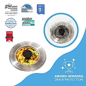 Kitchen SinkShroom Revolutionary Clog-Free Stainless Steel Sink Strainer, Chrome gray