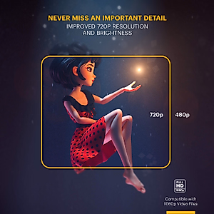 KODAK FLIK X7 Home Projector (Max 1080p HD) with Tripod, & Case Included | Compact, Projects Up to 150” with 720p Native Resolution & 30,000 Hour, Lumen LED Lamp| AV, VGA, HDMI & USB Compatible