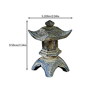 GANAZONO Bonsai Pagoda Miniature Pagoda Figurines Garden Resin Pagoda Lantern Statue Chinese Miniature Hexagon Zen Asian Bonsai Micro Landscape Decoration Miniature Ornaments