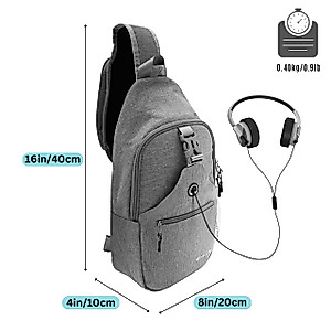 Kellyon Sling Bag Crossbody Sling Backpack Travel Hiking Casual Daypack Chest Bag for Men Women, Gray