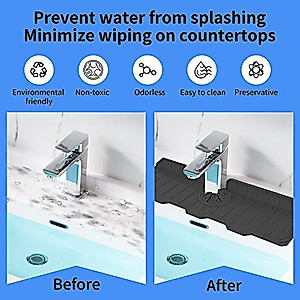 Gaswug Kitchen Sink Silicone Faucet Handle Drip Catcher Tray Mat, Silicone Sink Splash Guard Mat for Kitchen, Kitchenguard Silicone Faucet Handle Drip Catcher Tray - 2Pcs