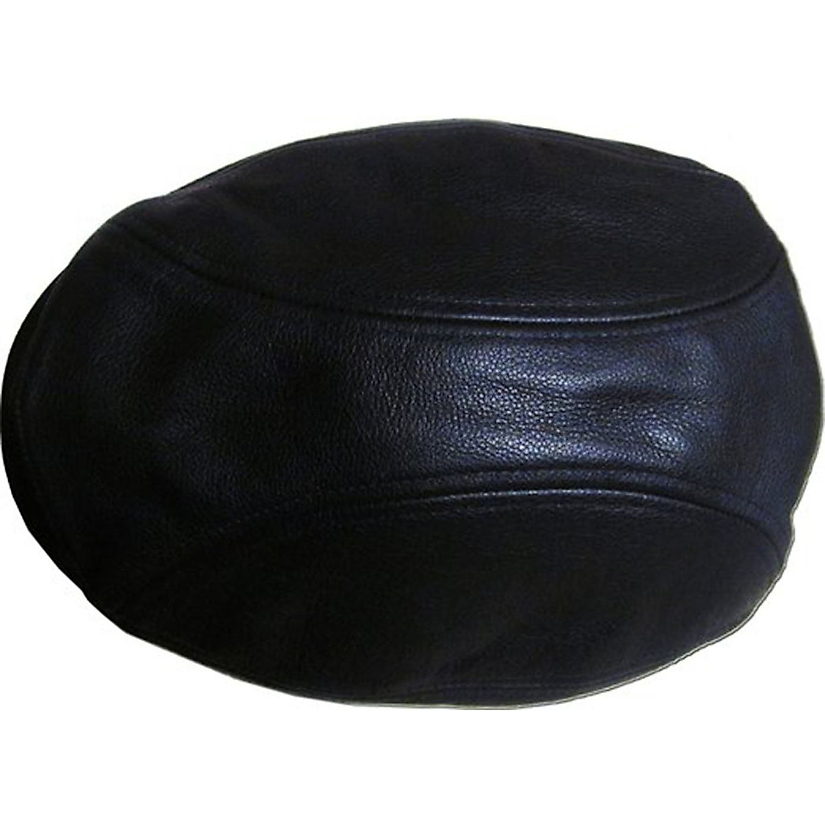 Men Genuine Newsboy Leather Hat Cap Gatsby Flat Golf Cabbie Made in USA (Small/Medium, Black) 21 1/2-22 1/4 ; Inches 55-57CM / 6 7/8-7 1/8