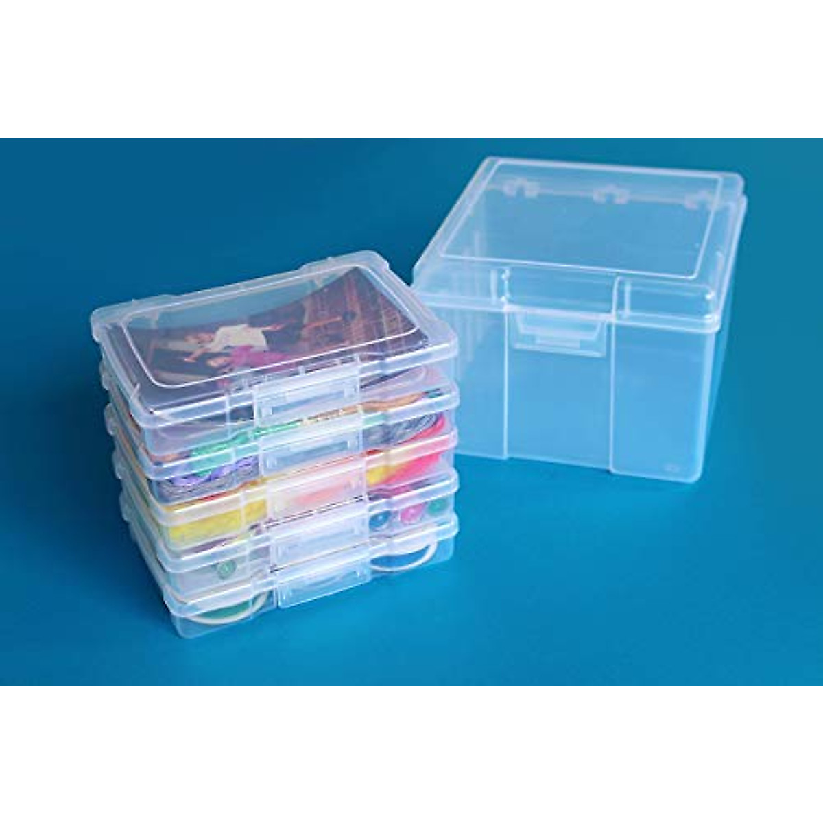 ArtBin 6947ZZ Photo & Craft Organizer Set, Large Box with [5] Plastic Storage Cases Inside, Clear