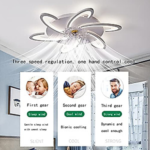 Ceiling Fan with Lights Remote Control, Bladeless Remote Control Ceiling Fans, 32.28" White Ceiling Fan with Light for Bedroom Living Room Kitchen
