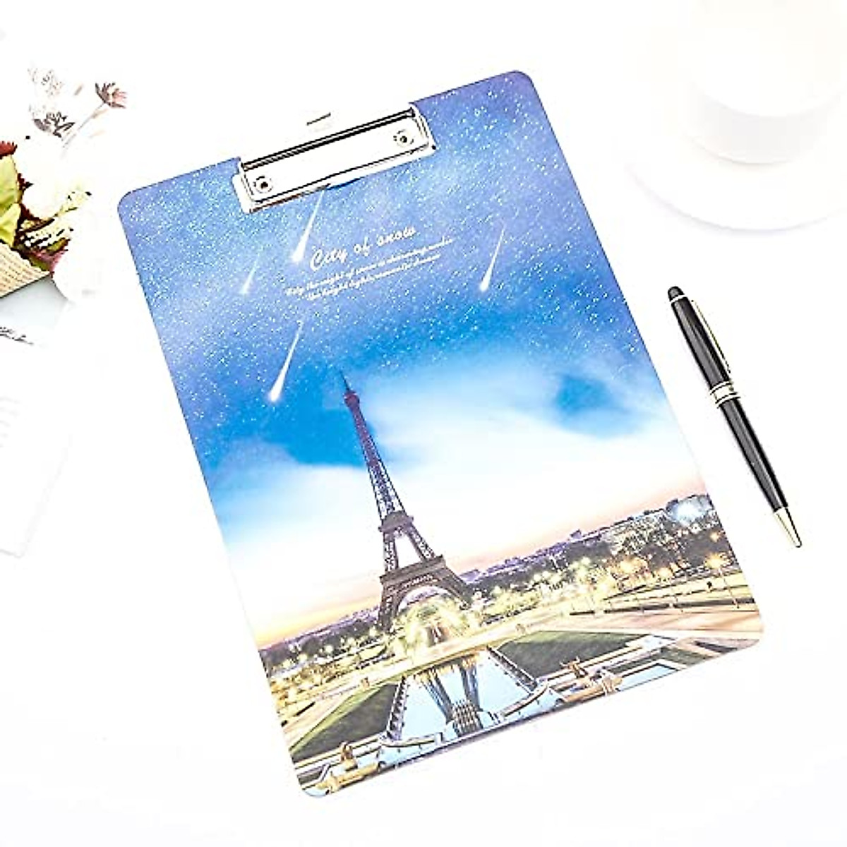 Office Supply Clipboard Cute Wood A4 A5 Clipboard Sky Writing Pads Exam Clip Board Office School Supply Thing Item Folder Paper Desk Durable Low Profile Clip (Color : Tower 1pcs)