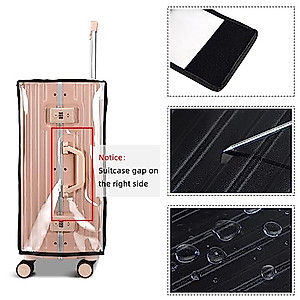 3 Pieces Clear Luggage Covers for Suitcase TSA Approved PVC Waterproof Luggage Protector Suitcase Cover for Travel Packing (Black Border, 20'')