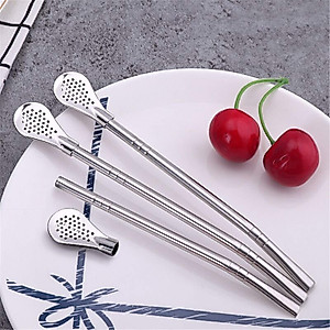 Wenplus 6 Pcs Yerba Mate Bombilla Drinking Filter Straws with 2 Pcs Cleaning Brushes Detachable Stainless Steel Drinking Straws, 7.3 Inch