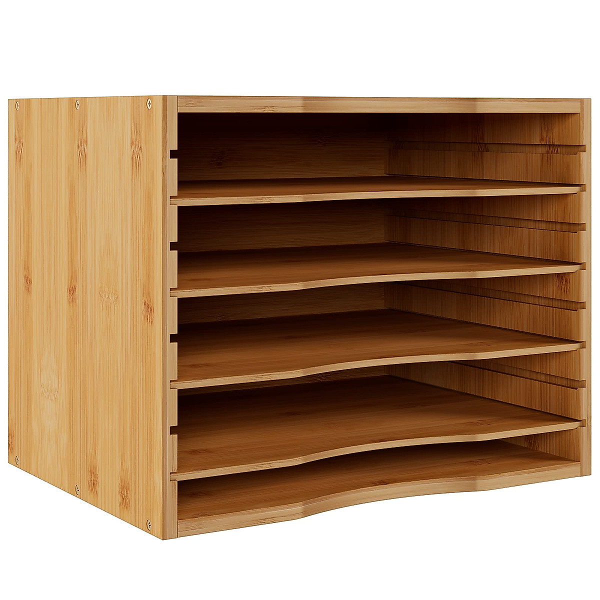 Bamjoy Bamboo 5 Tier Desktop Organizer, Paper Organizer Mail Sorter, File Holder Letter Document Storage with Adjustable Shelves for School Home Office, Natural